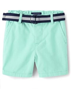 the children’s place baby toddler boys belted chino shorts, aqua, 12-18 months