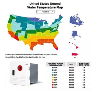 FOGATTI RV Tankless Water Heater, 2.9 GPM, Gen 2, with White Door and Remote Controller, 55,000 BTU, InstaShower 8 Plus, Best High Altitude Performance, Ideal for RVers' Everyday Use