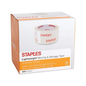 staples 425575 lightweight moving & storage pking tape 1.88-inch x 54.6 yds clear 36/rl