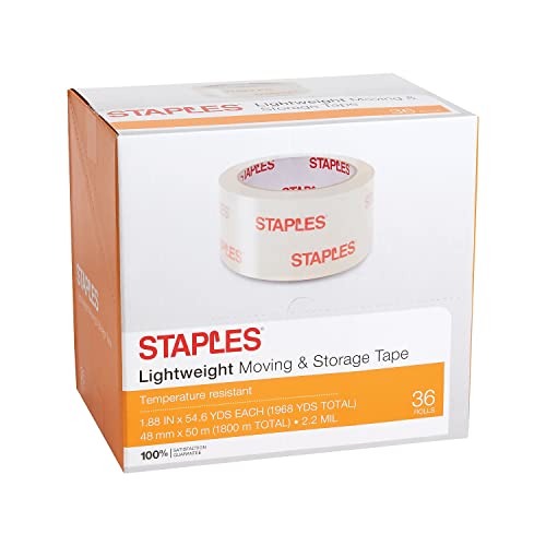 Staples 425575 Lightweight Moving & Storage Pking Tape 1.88-Inch X 54.6 Yds Clear 36/Rl