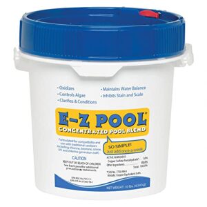 e-z pool weekly all in 1 concentrated outdoor swimming pool care solution blend with copper sulfate and oxygen enriching formula, 10 pound bucket