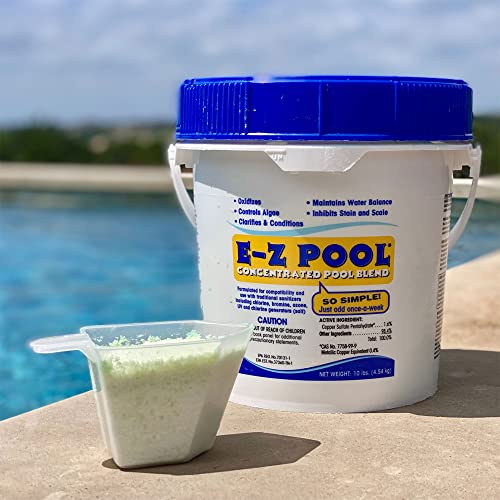 E-Z Pool Weekly All in 1 Concentrated Outdoor Swimming Pool Care Solution Blend with Copper Sulfate and Oxygen Enriching Formula, 10 Pound Bucket