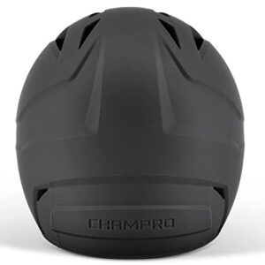 CHAMPRO HX Gamer Plus Baseball Batting Helmet for Youth and Adult Medium,Black