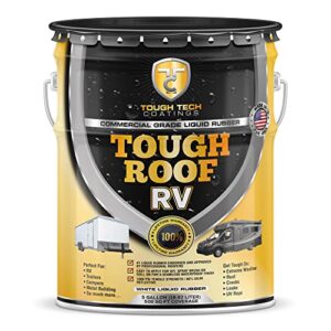 tough tech coatings rv roof sealant coating kit- waterproofing for rvs, and trailers 30 feet long – lifetime protection – 87% solar reflective – 5 gal white