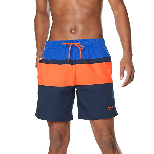 Speedo Men's Standard Swim Trunk Mid Length Redondo Stripe, Turkish Sea Block, Medium