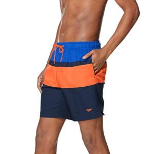 Speedo Men's Standard Swim Trunk Mid Length Redondo Stripe, Turkish Sea Block, Medium