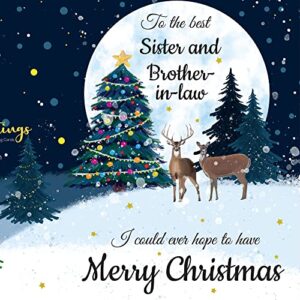 Christmas Card Sister and Brother In Law (Husband), Prime Greetings, Made in America, Eco-Friendly, Thick Card Stock with Premium Envelope 5in x 7.75in, Packaged in Protective Mailer