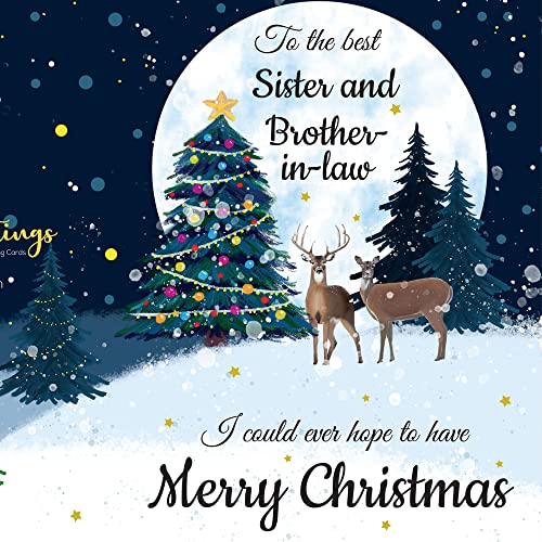 Christmas Card Sister and Brother In Law (Husband), Prime Greetings, Made in America, Eco-Friendly, Thick Card Stock with Premium Envelope 5in x 7.75in, Packaged in Protective Mailer