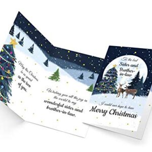 Christmas Card Sister and Brother In Law (Husband), Prime Greetings, Made in America, Eco-Friendly, Thick Card Stock with Premium Envelope 5in x 7.75in, Packaged in Protective Mailer