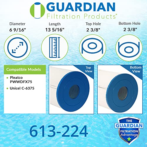 Guardian Filtration - Pool Spa Filter Replacement for Unicel c-6375, Pleatco PWWDFX75, Waterway 75 sq ft DYNA-FLO XL | Upgrade to DynaFlo XL Skim Filter Cartridge