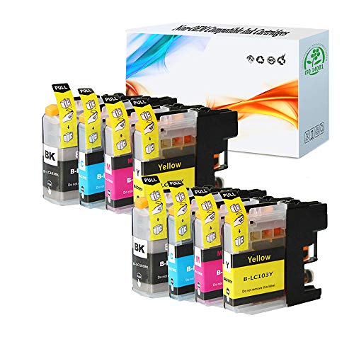 HGZ 8 Pack Compatible LC-103XL LC-103 XL LC103XL LC103 XL Ink Cartridge for Brother MFC J870DW J450DW J470DW J650DW J4410DW J4510DW J4710DW Printe (2BK+2C+2M+2Y)