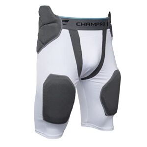 champro adult tri-flex 5-pad integrated girdle white , grey inset , 2x-large