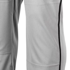 CHAMPRO Unisex-Youth Crown Open Bottom Piped Baseball Pants, Grey/Black, Medium