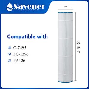 Savener SV-7495 Swimming Pool and Spa Replacement Filter Cartridge Replaces for Unicel-7495 125Sq.ft Filbur FC-1296 PA126 Hayward SwimClear C5020,5000, CX1260RE Darlly 71253 4 Pack