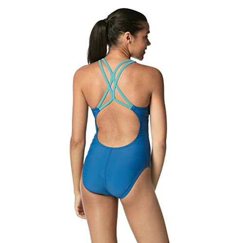 Speedo Women's Standard Swimsuit One Piece Thin Strap High Cut, Bright Cobalt, 8