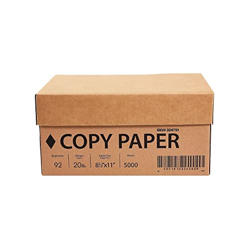 Staples 8.5 X 11 Copy Paper, 20 Lb, 92 Brightness, 5000/Carton (324791)