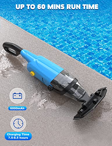 Efurden Handheld Pool Vacuum, Rechargeable Pool Cleaner with Running Time up to 60-Minutes Ideal for Above Ground Pools, Spas and Hot Tub for Sand and Debris, Blue