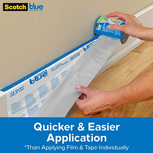 Scotch PTD2093EL-48-S Pre Plastic Painters Tape, 48" Width, Transparent