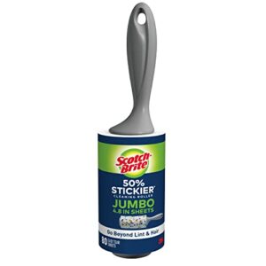 Scotch-Brite 50% Stickier Jumbo Surface Lint Roller, 4 Rollers, 80 Sheets Per Roller, 320 Sheets Total