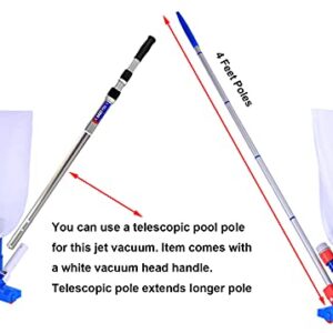 PoolSupplyTown Pool Spa Jet Vacuum Cleaner w/ Brush & 48-inch Poles, Ideal for Frame Aboveground/Inflatable Pool, Spa, Hot Tub, Pond, Fountain Vacuuming, No Electric Power Needed, Use Water Pressure From Garden Hose to Vacuum (Optional, A Telescopic Pool