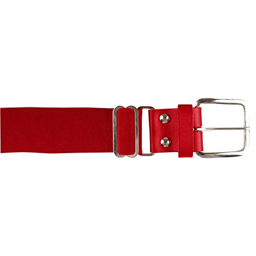 CHAMPRO Brute Baseball Belt with Leather Tab, Red, Youth 1-1/4"