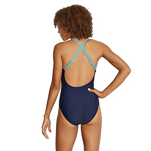 Speedo Women's Standard Swimsuit One Piece Adjustable Crossback Contemporary Cut, Porcelain, 12