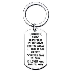 brother gifts dog tag key chain men boy christmas new year gifts you are braver stronger smarter than you think stainless steel