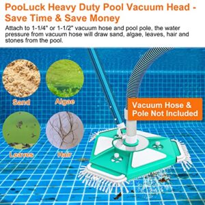 PooLuck Pool Vacuum Head with Side Nylon Bristles【Newest】, Weighted Triangular Pool Vacuum Head with Swivel Rotatable Handle, Connect 1-1/4" 1-1/2" Hose for Above Ground Pool Safe on Vinyl Liner Pool