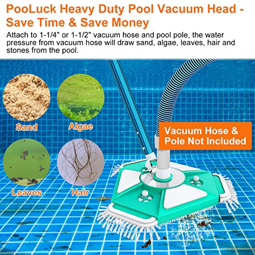 PooLuck Pool Vacuum Head with Side Nylon Bristles【Newest】, Weighted Triangular Pool Vacuum Head with Swivel Rotatable Handle, Connect 1-1/4" 1-1/2" Hose for Above Ground Pool Safe on Vinyl Liner Pool