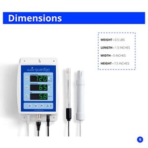 Bluelab MONGUA Guardian Monitor for pH, Temperature, and Conductivity (TDS) Measurements in Water with Easy Calibration, 3 in 1 Digital Nutrient Meter for Hydroponic System and Indoor Plant Grow White