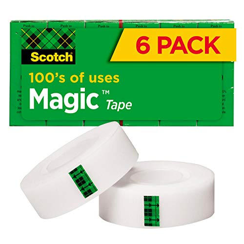 Scotch Brand Magic Tape, Standard Width, Engineered for Office and Home Use, Matte Finish, 3/4 x 1296 Inches, Boxed, 6 Rolls (810-6PK), Transparent