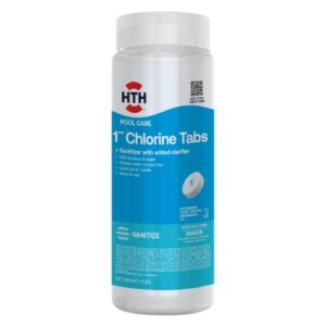 hth pool care 1″ chlorine tabs, swimming pool chlorinating sanitizer, kills algae and bacteria, 1.5 lbs.