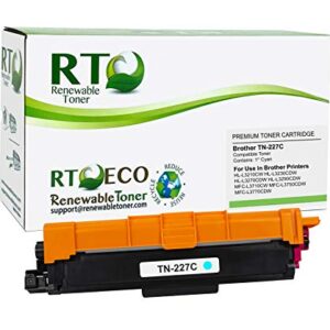 Renewable Toner TN227 Compatible Toner Cartridge High Yield Replacement for Brother TN-227 TN227 TN-227C TN227C HL-L3270 L3210 L3230C L3290 MFC-L3710 L3750 L3770 (Cyan)