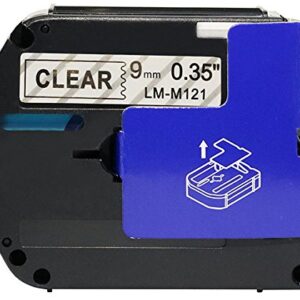 LM Tapes - 3/8" (9mm) Black on Clear Compatible M Tape for Brother PTM-95, PTM95 Label Maker