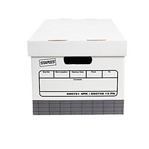 Staples 690748 Recycled Corrugated Bxes Medium-Duty Letter Size White/Gray 12/Ct