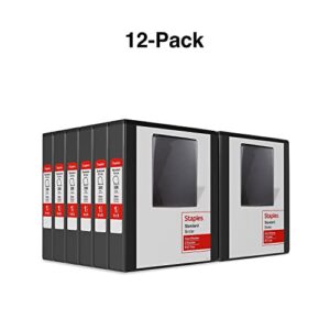 Staples 2661500 Standard 1.5-Inch 3-Ring View Binders Black 12/Carton (26437Ct)