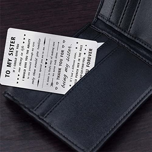 Alotozo Thank You for Being My Sister Wallet Card, Sister Bday Gifts, Engraved Card for Sisters from Brother, Christmas