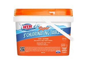 hth 42043 super 3″ chlorinating tablets swimming pool chlorine, 8 lbs