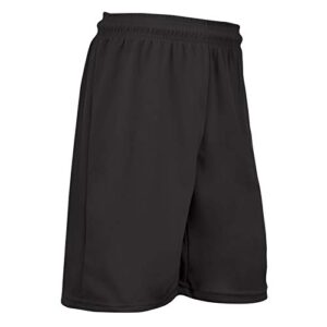 champro unisex-youth athletic practice shorts with elastic waistband and drawstring, black, small