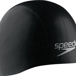 Speedo Unisex-Adult Swim Cap Silicone Aqua V,Speedo Black,Large