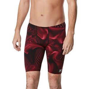 speedo men’s standard swimsuit jammer endurance+ printed team colors, fusion maroon, 30