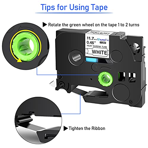 SuperInk 6 Pack Compatible for Brother HSe-231 HSe231 HS-231 HS231 Black on White Heat Shrink Tube Label Tape use in PT-D210 PT-D400 PT-E300 PT-E500 PT-P750WVP Printer (0.46''x 4.92ft,11.7mm x 1.5m)