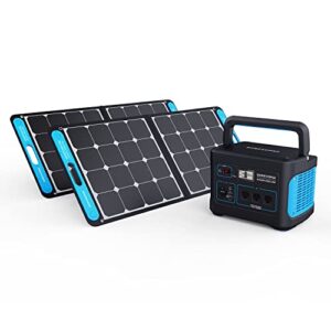 geneverse 1002wh (1×2) solar generator bundle: 1x homepower one portable power station (3x 1000w ac outlets) + 2x 100w solar panels. quiet, indoor-safe backup battery power generator for home devices