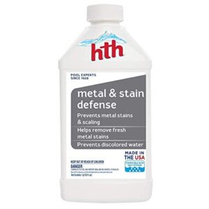 hth 67013 metal and stain defense swimming pool clarifier and cleaner, 1 qt