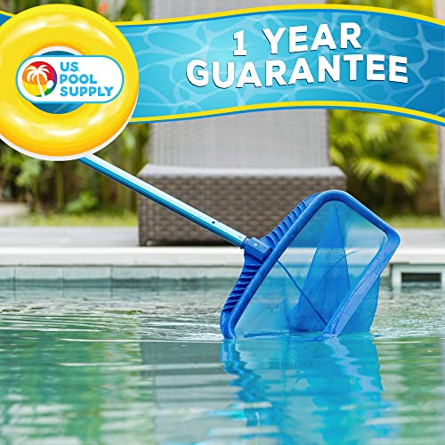 U.S. Pool Supply Professional 16 Foot Blue Anodized Aluminum Telescopic Swimming Pool Pole, Adjustable 2 Piece Expandable Step-Up - Attach Connect Skimmer Nets, Rakes, Brushes, Vacuum Heads with Hoses