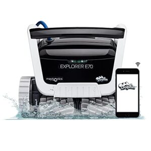 dolphin explorer e70 robotic pool [vacuum] cleaner with wi-fi – schedule pool cleanings anytime, anywhere – ideal for in-ground swimming pools up to 50 feet – no hassle storage with included caddy