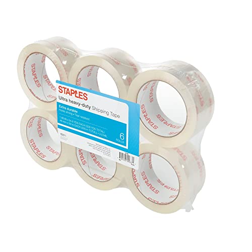 Staples 815042 Ultra Heavy Duty Shipping Tape 1.88-Inch X 54.6 Yds Clear 6/Rolls