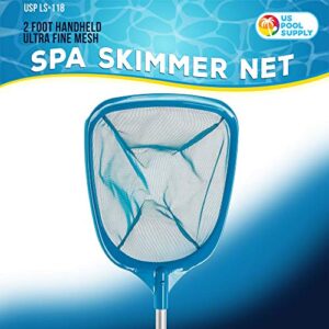 U.S. Pool Supply Professional Spa, Hot Tub, Pool Hand Leaf Skimmer Net with 12" Aluminum Pole - Deep Ultra Fine Mesh Netting Bag Basket, Clean the Finest Debris - Pond Small Kid Kiddie Inflatable Pool