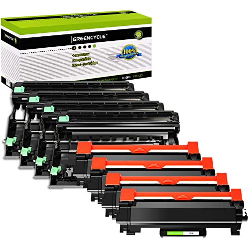 GREENCYCLE TN760 TN-760 Toner Cartridge DR730 Drum Unit Set Compatible for Brother HL-L2350DW HL-L2395DW HL-L2390DW HL-L2370DW MFC-L2750DW MFC-L2710DW DCP-L2550DW Printer (4 Toner, 4 Drum)