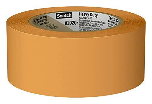 Scotch 2020+-48EP3 Heavy Duty Masking Tape, 1.88" Width, Orange